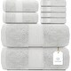 White Classic Luxury Cotton 8Pc Multi Size Towel Set [2 Bath Towels, 2 ...